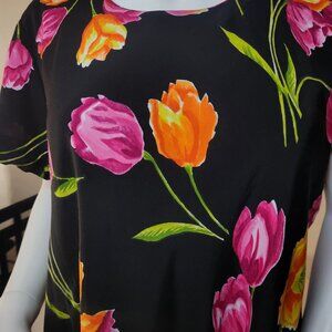 Jaclyn Hart | Dresses | 99s Black Spring Floral Midi Dress Large Flower ...